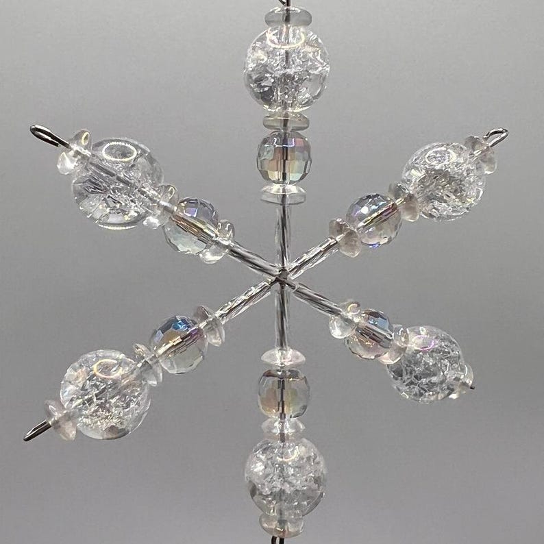 Crystal and Glass Beaded Snowflake Ornament - Etsy