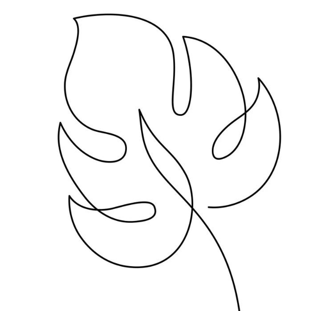Monstera Drawing One Line Drawing Minimal Art - Etsy