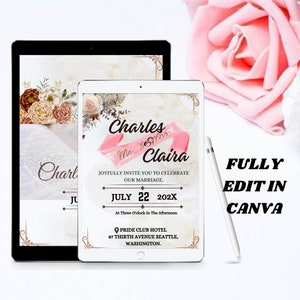 Wedding Invitation Template With QR Code, Minimal Wedding Invite Suite ...