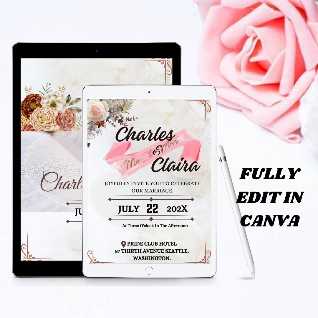 Wedding Invitation Template With QR Code, Minimal Wedding Invite Suite ...