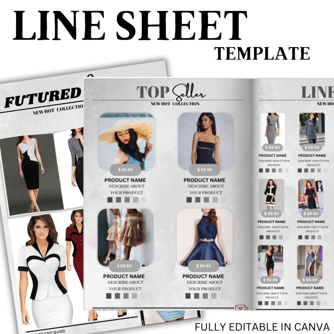 Customizable Line Sheet Template, Wholesale Catalog Template, Product ...