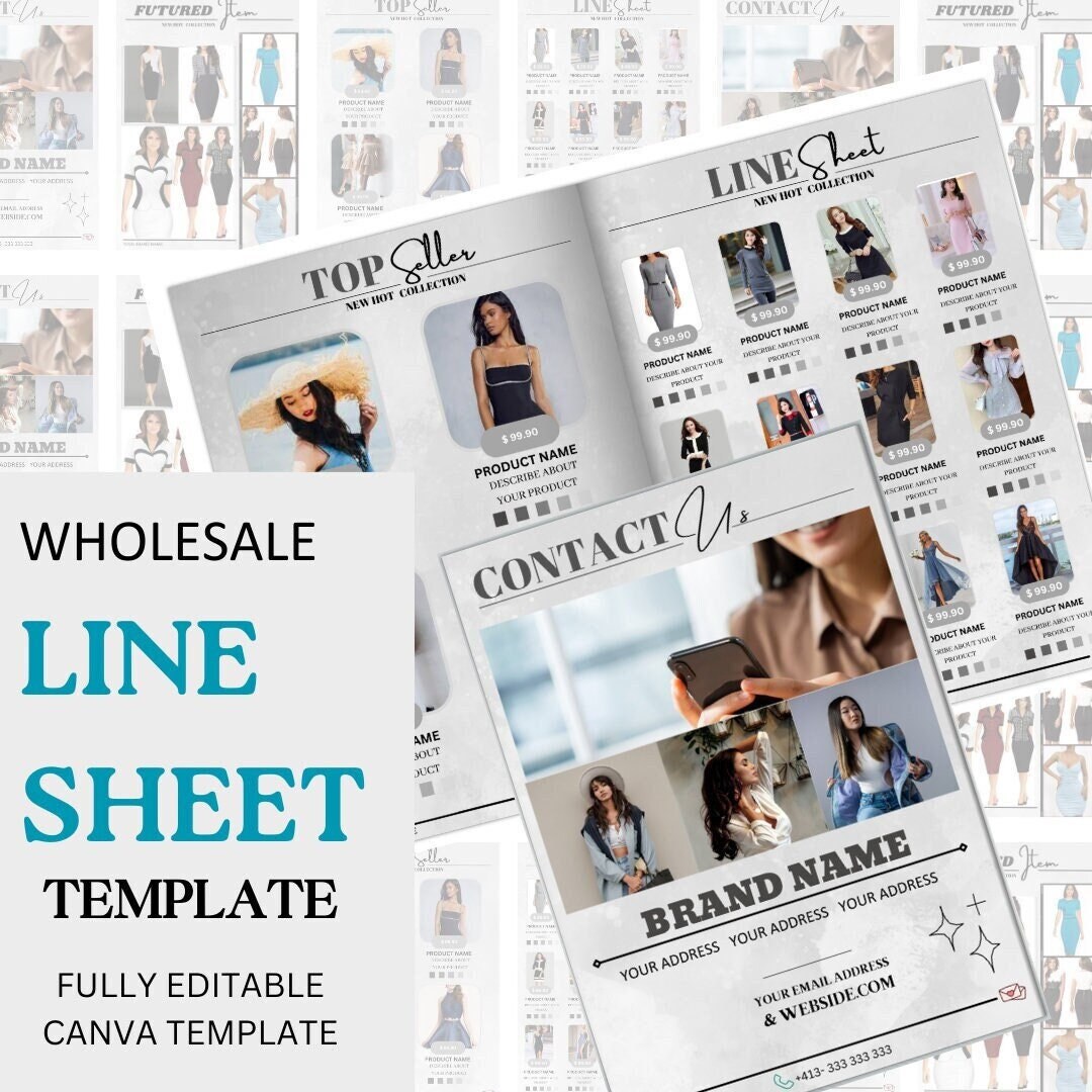 Customizable Line Sheet Template, Wholesale Catalog Template, Product ...