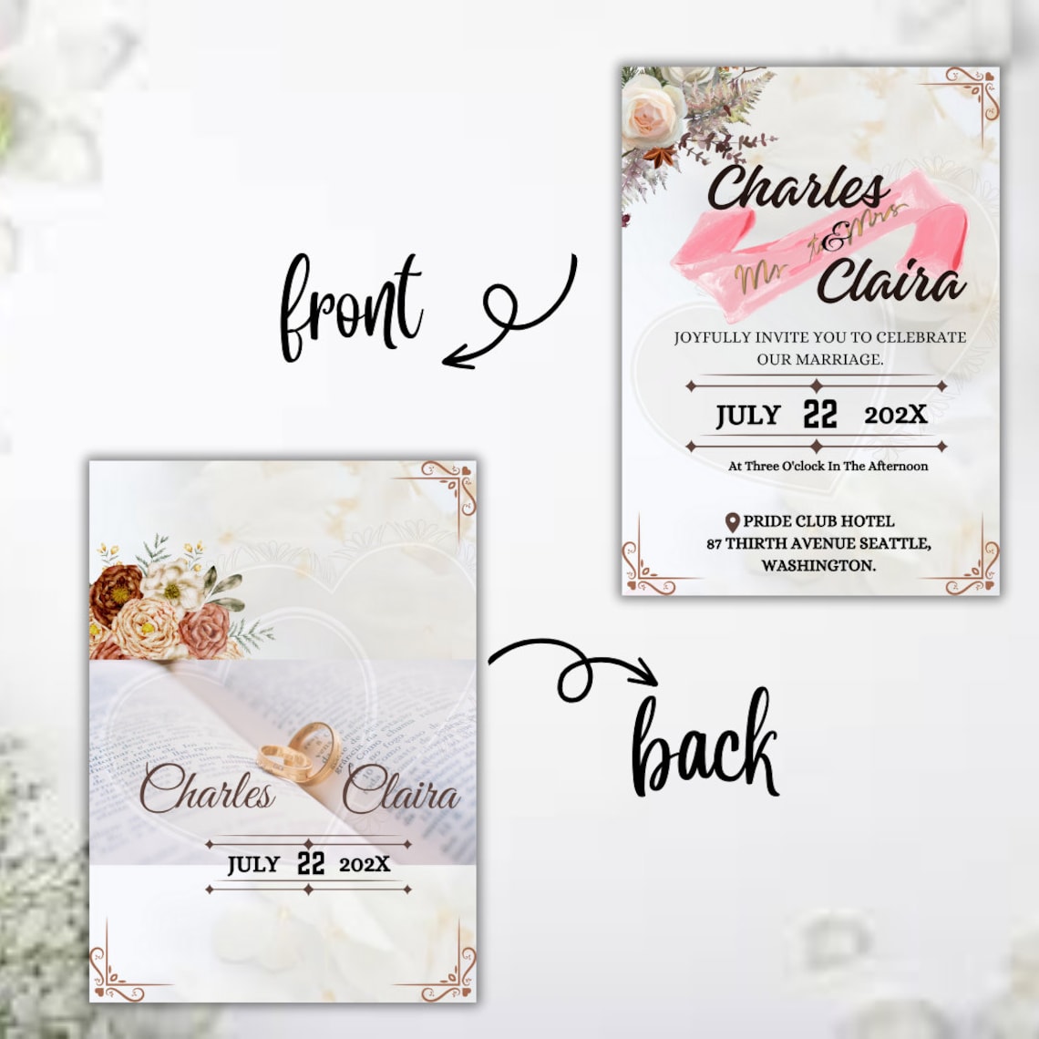 Wedding Invitation Template With QR Code, Minimal Wedding Invite Suite ...