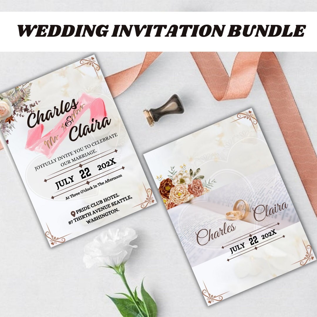 Wedding Invitation Template With QR Code, Minimal Wedding Invite Suite ...