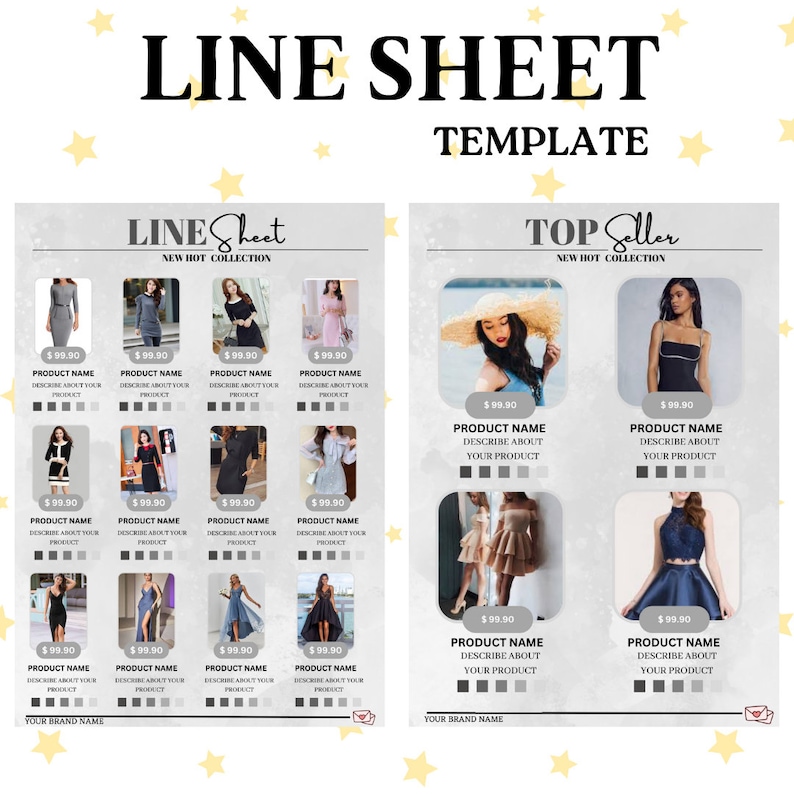 Customizable Line Sheet Template, Wholesale Catalog Template, Product ...