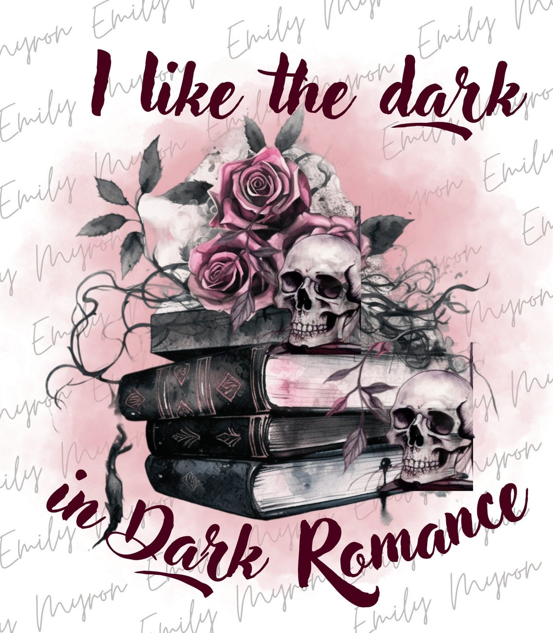 Dark Romance Reader PNG: Skulls & Roses Sublimation Design (digital ...
