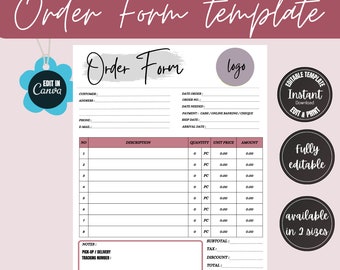 Editable Order Form Template, Modern Order Form, Small Business Forms ...