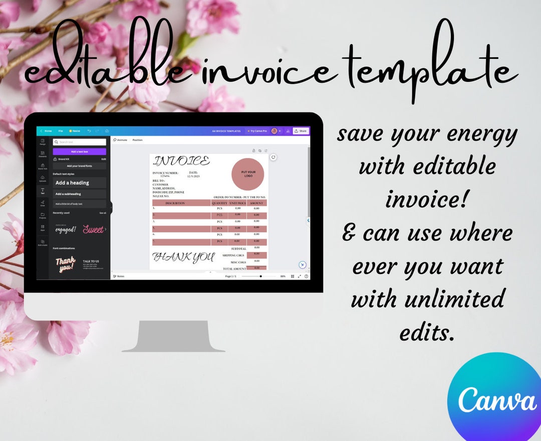 Easy Editable Invoice Template | Small Business | Modern Client Invoice ...
