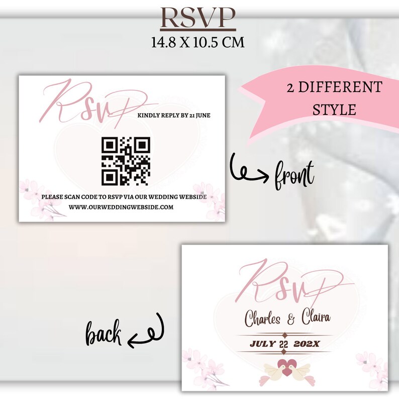Wedding Invitation Template With QR Code, Minimal Wedding Invite Suite ...