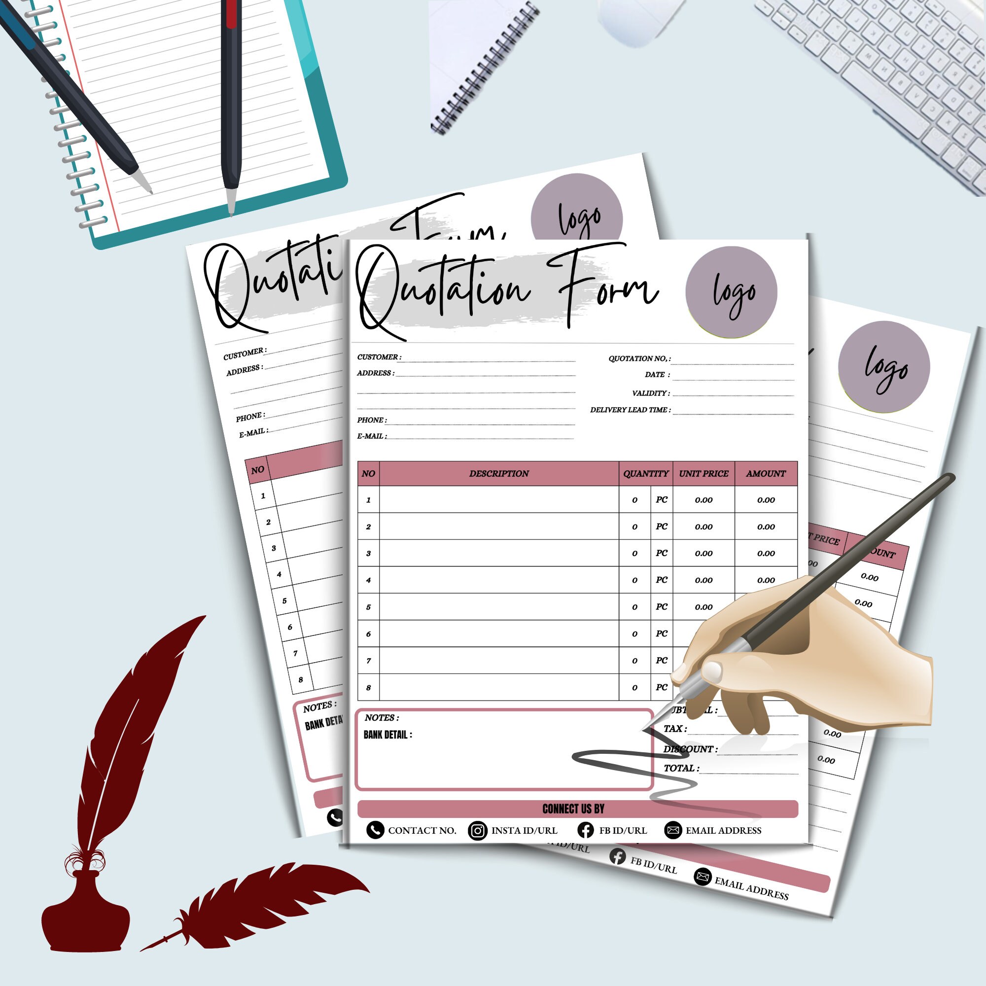 Custom Quotation Form Template, Modern Quotation Form, Small Business ...