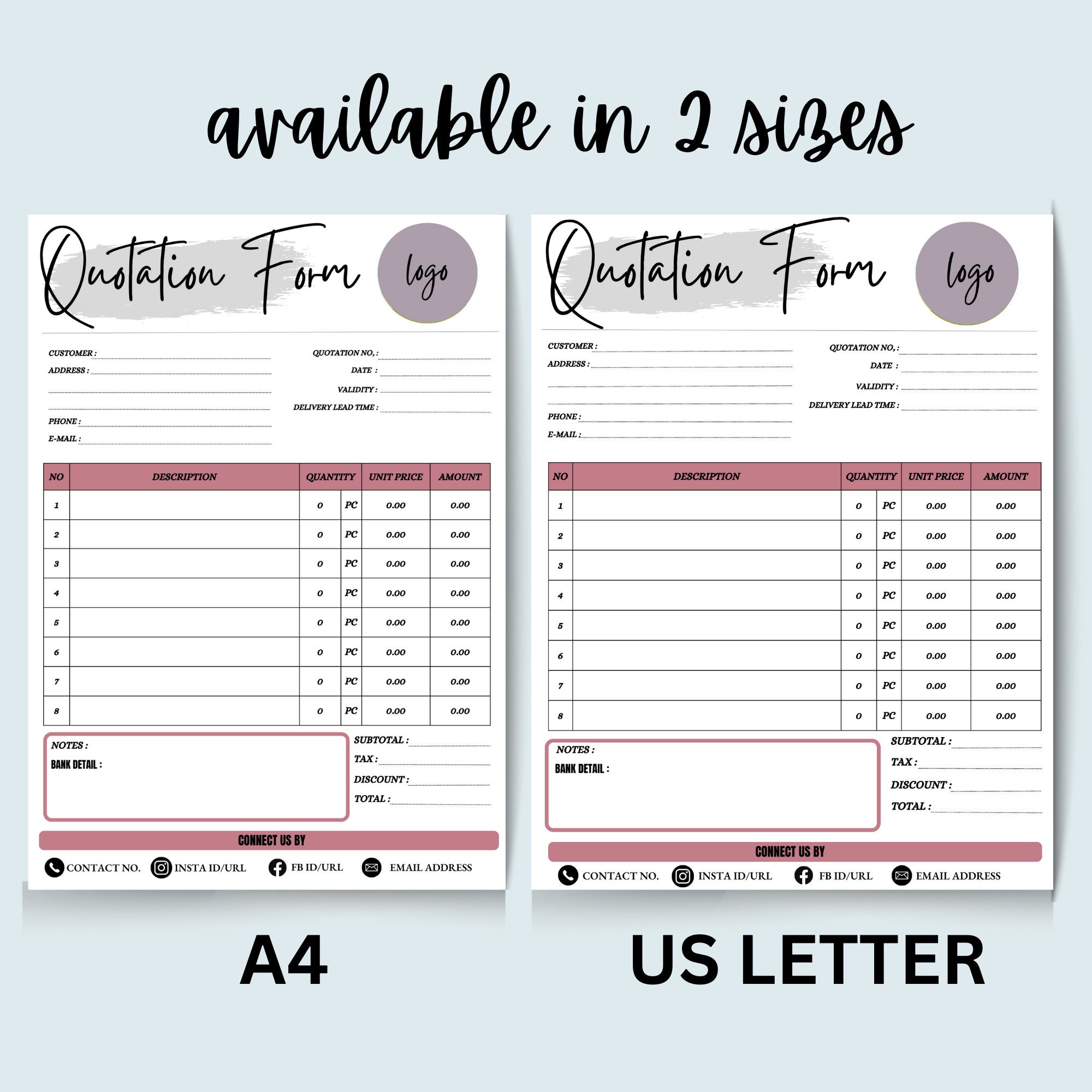 Custom Quotation Form Template, Modern Quotation Form, Small Business ...