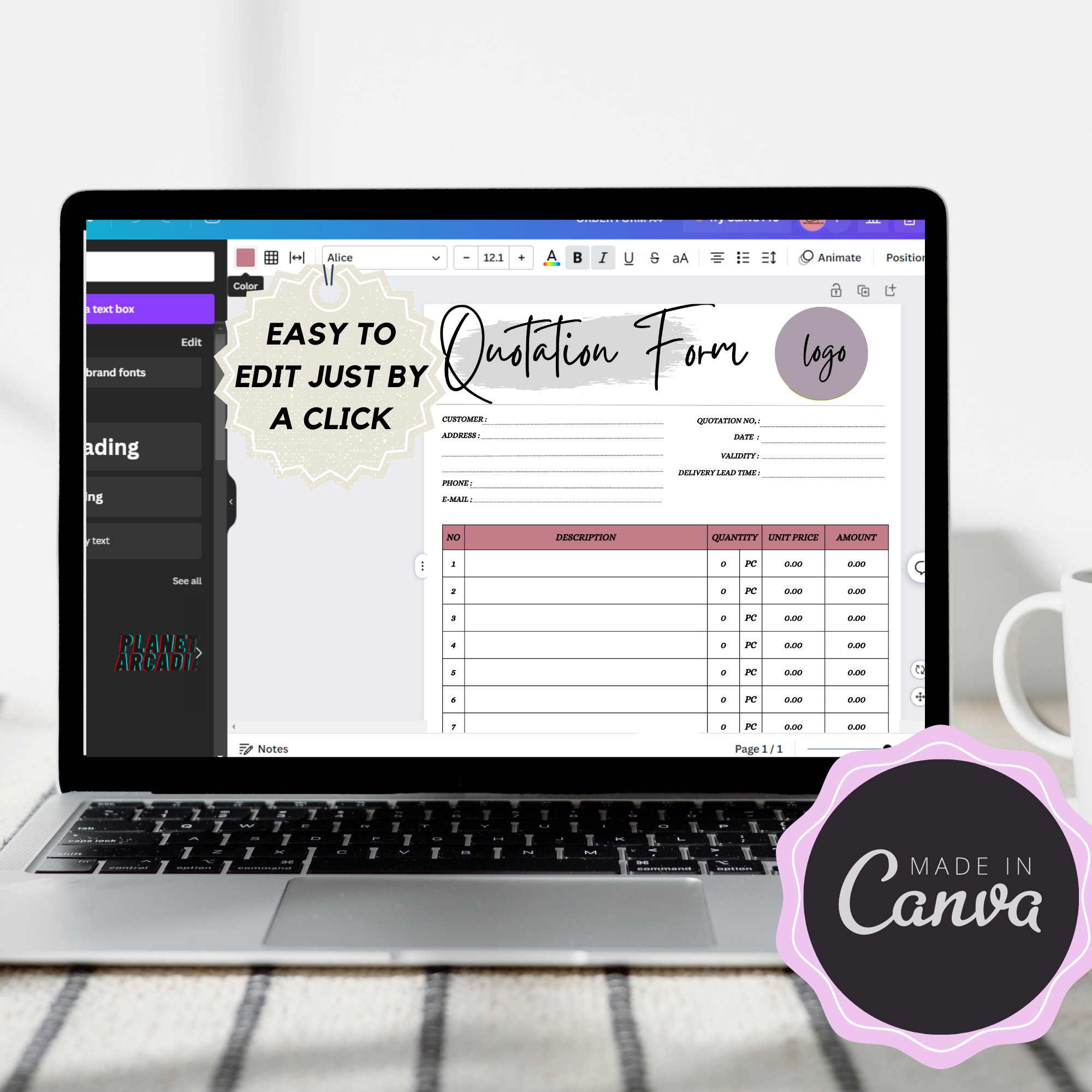 Custom Quotation Form Template, Modern Quotation Form, Small Business ...