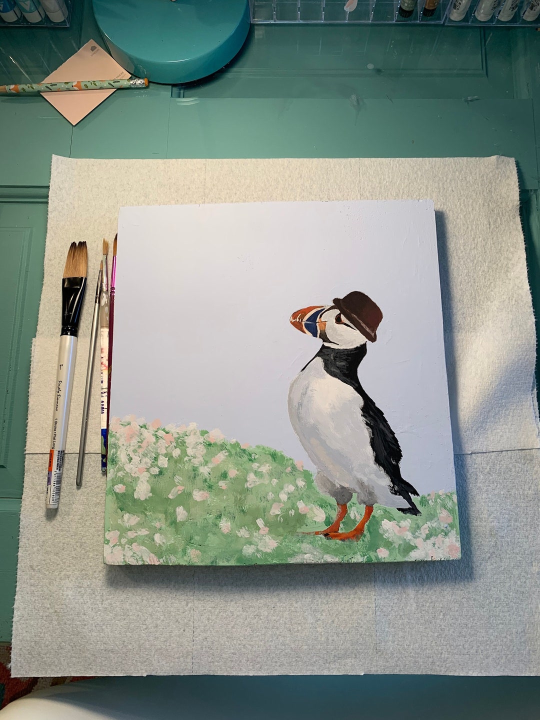 Edwin English Puffin Painting - Etsy