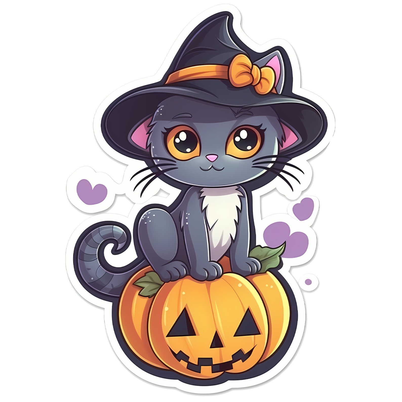 Halloween Cat Sticker, Halloween Sticker, Folk Cat, Digital Download ...