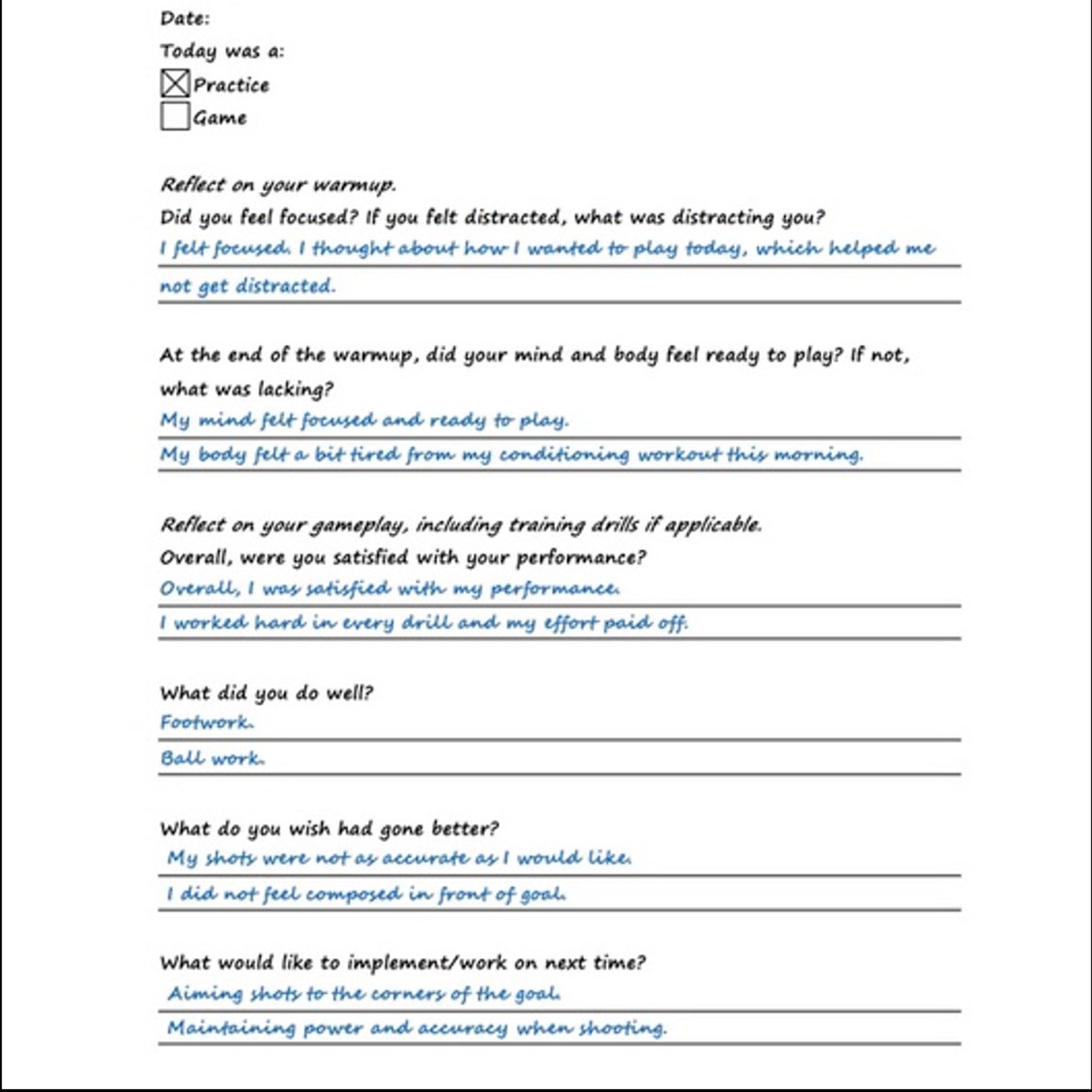 Sports Visualization and Reflection BUNDLE (printable and Template ...