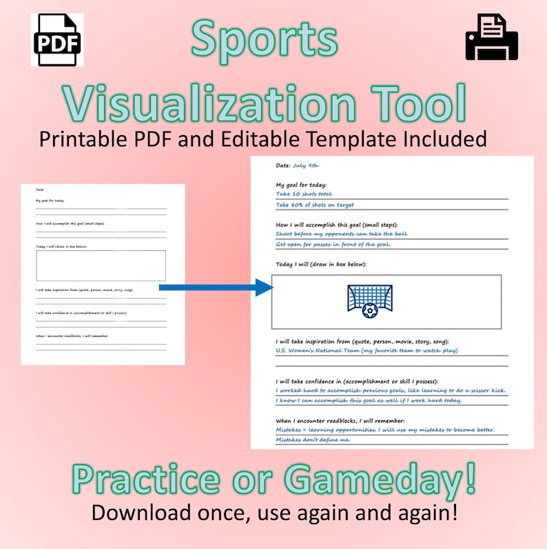 Sports Visualization Sheet (printable and Template) - Etsy