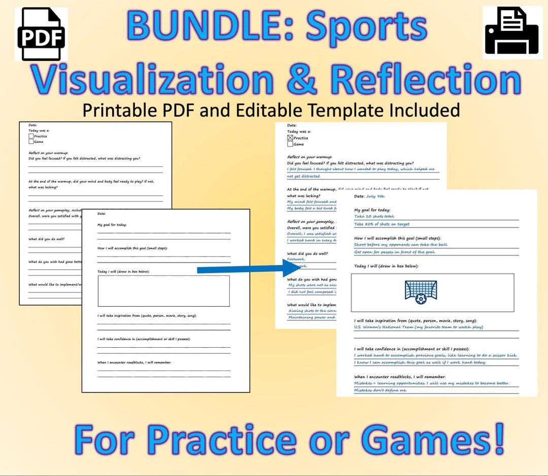 Sports Visualization and Reflection BUNDLE (printable and Template ...