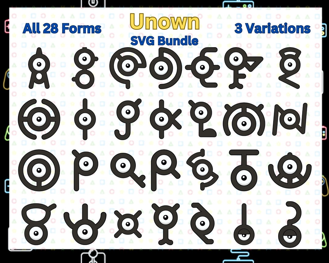Mystical Unown SVG Collection: Unlock the Magic With 28 Unique Designs ...