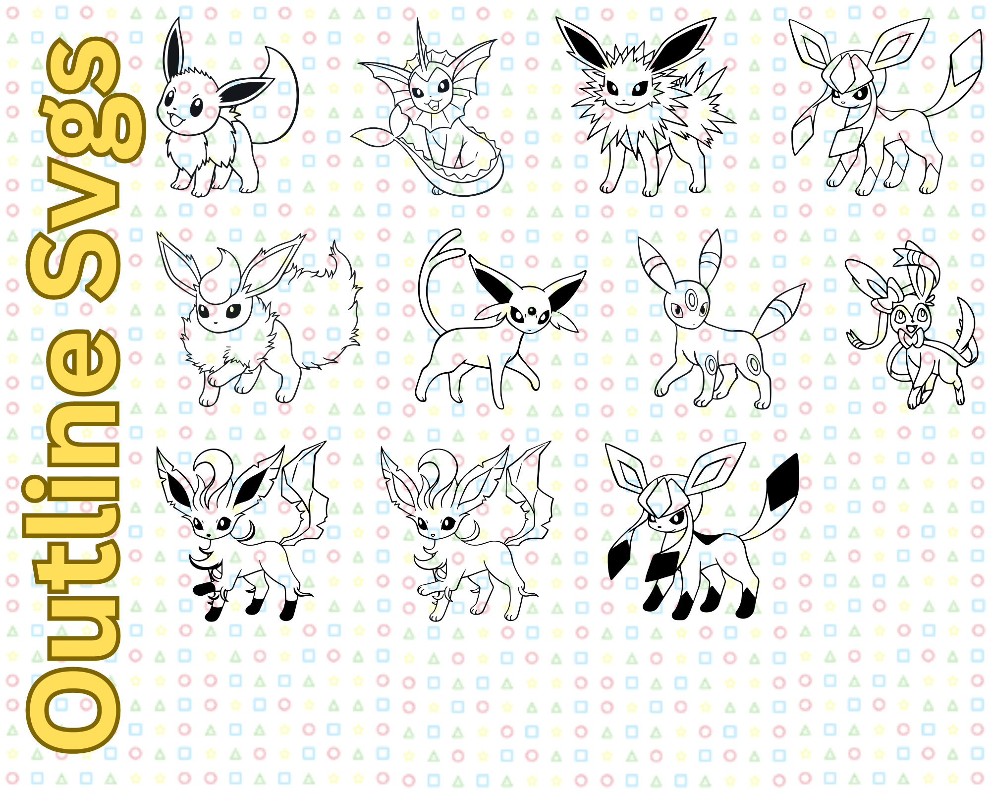 Eeveelution Extravaganza SVG Bundle: 20 Adorable Designs for Pokémon ...