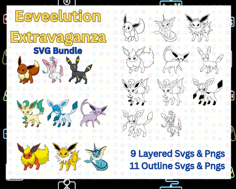 Eeveelution Extravaganza SVG Bundle: 20 Adorable Designs for Pokémon ...