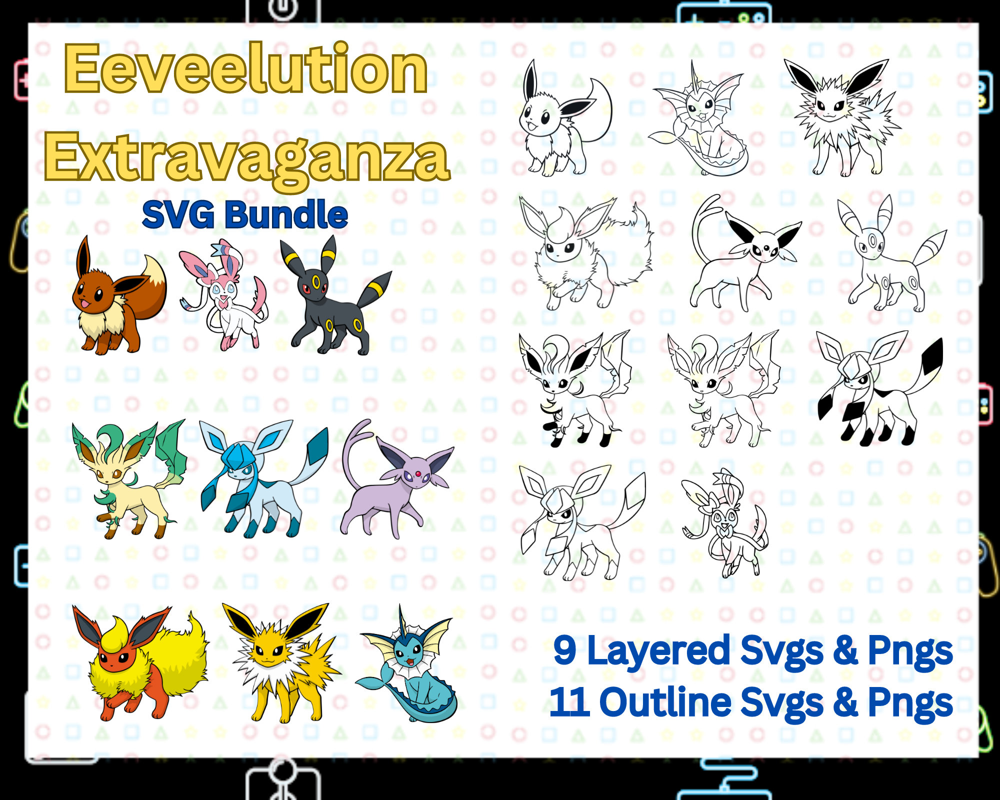 Eeveelution Extravaganza SVG Bundle: 20 Adorable Designs for Pokémon ...