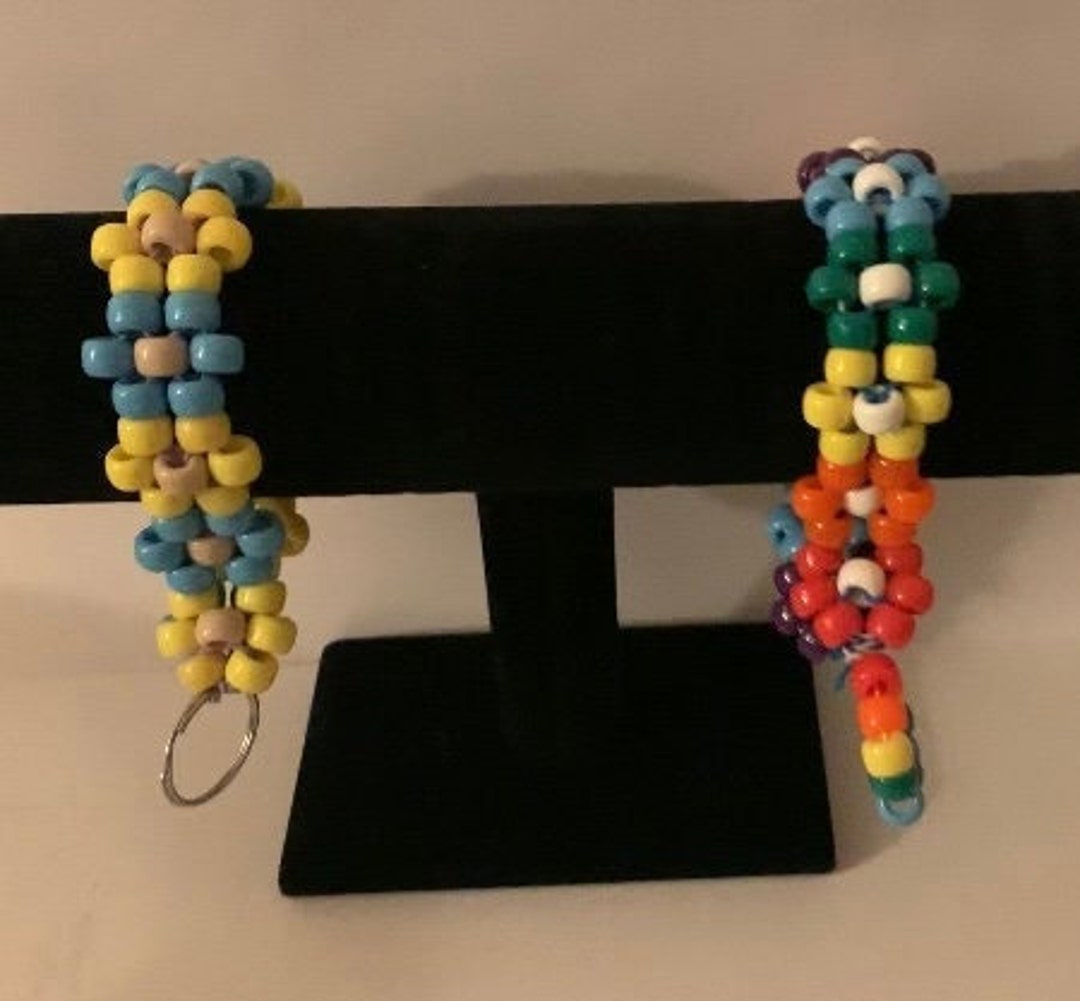 Customizable Beaded Kandi Flower Keychain Bracelet for Keys Size ...