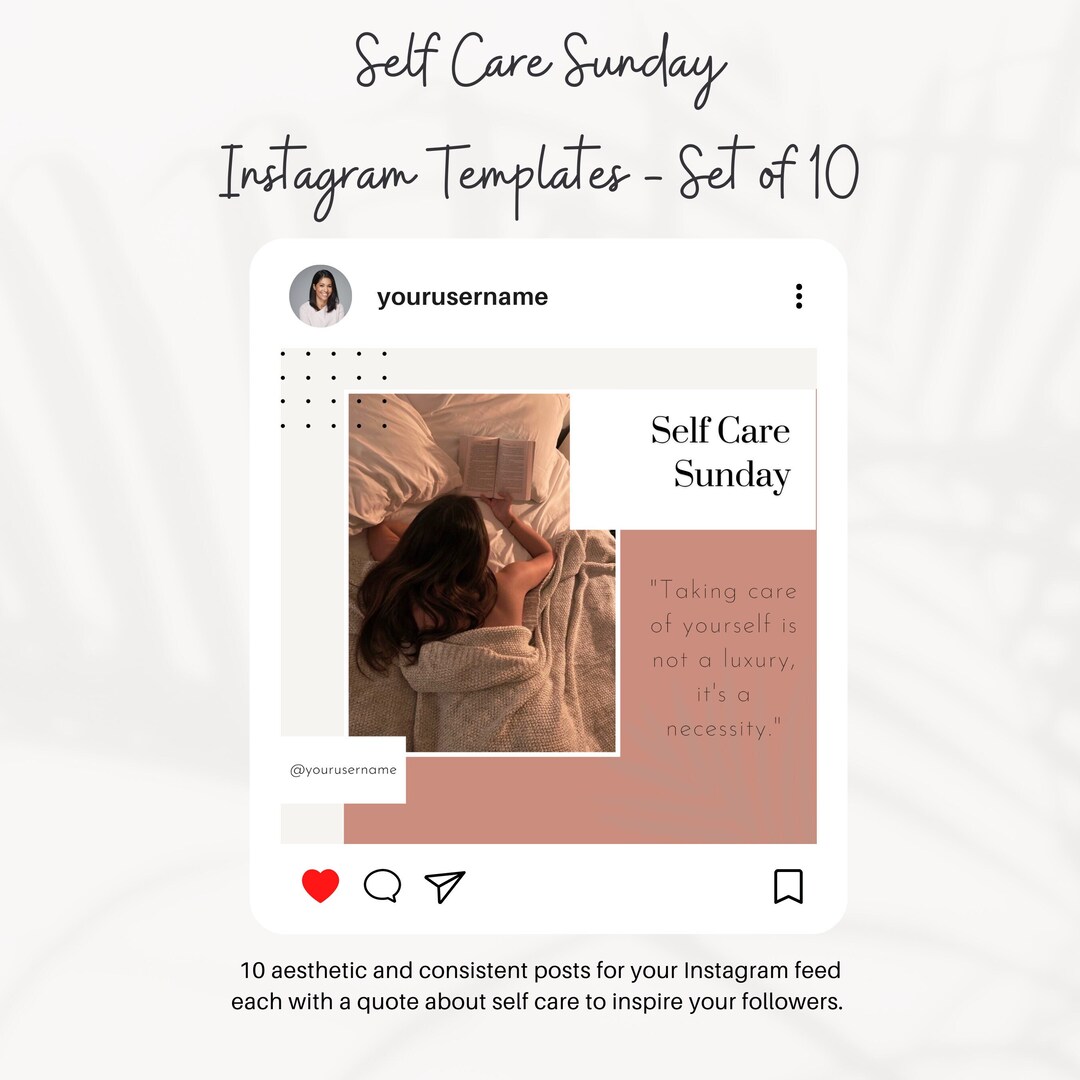 Self Care Sunday Instagram Posts - Set of 10 - Etsy