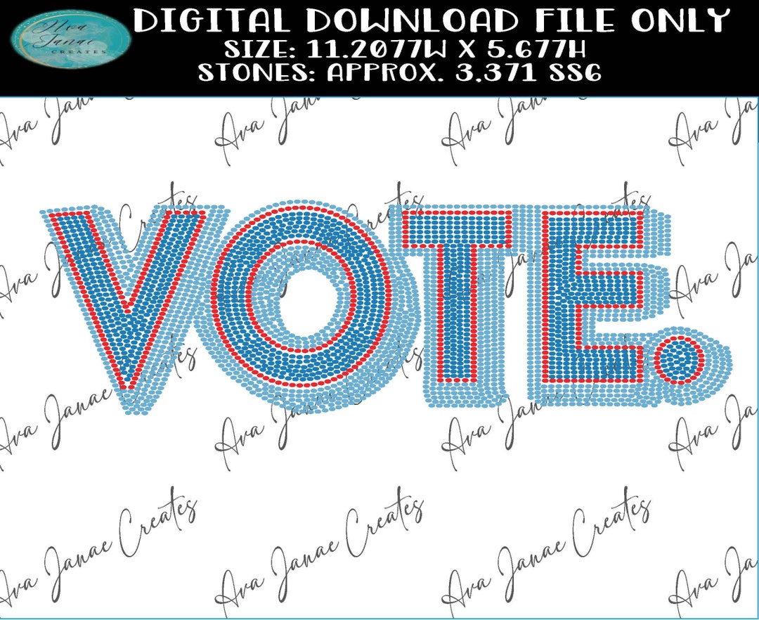 VOTE. PERIOD | Digital Rhinestone Template | Ss6 Hotfix Rhinestones ...