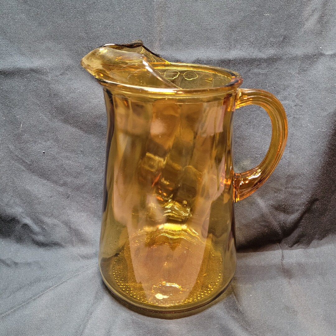 Vintage Liberty Glass Amber Gold Swirl Pitcher With Ice Lip - Etsy