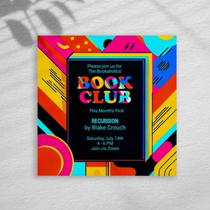 Editable Book Club Invitation Template, Bold Graphic (digital Download ...
