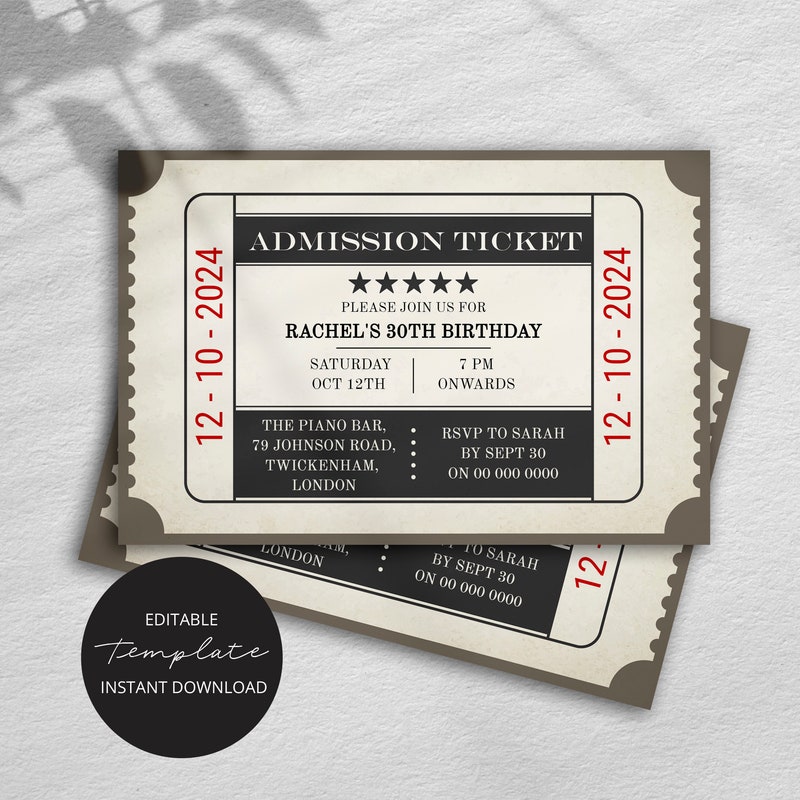 Ticket Style Invite - Etsy