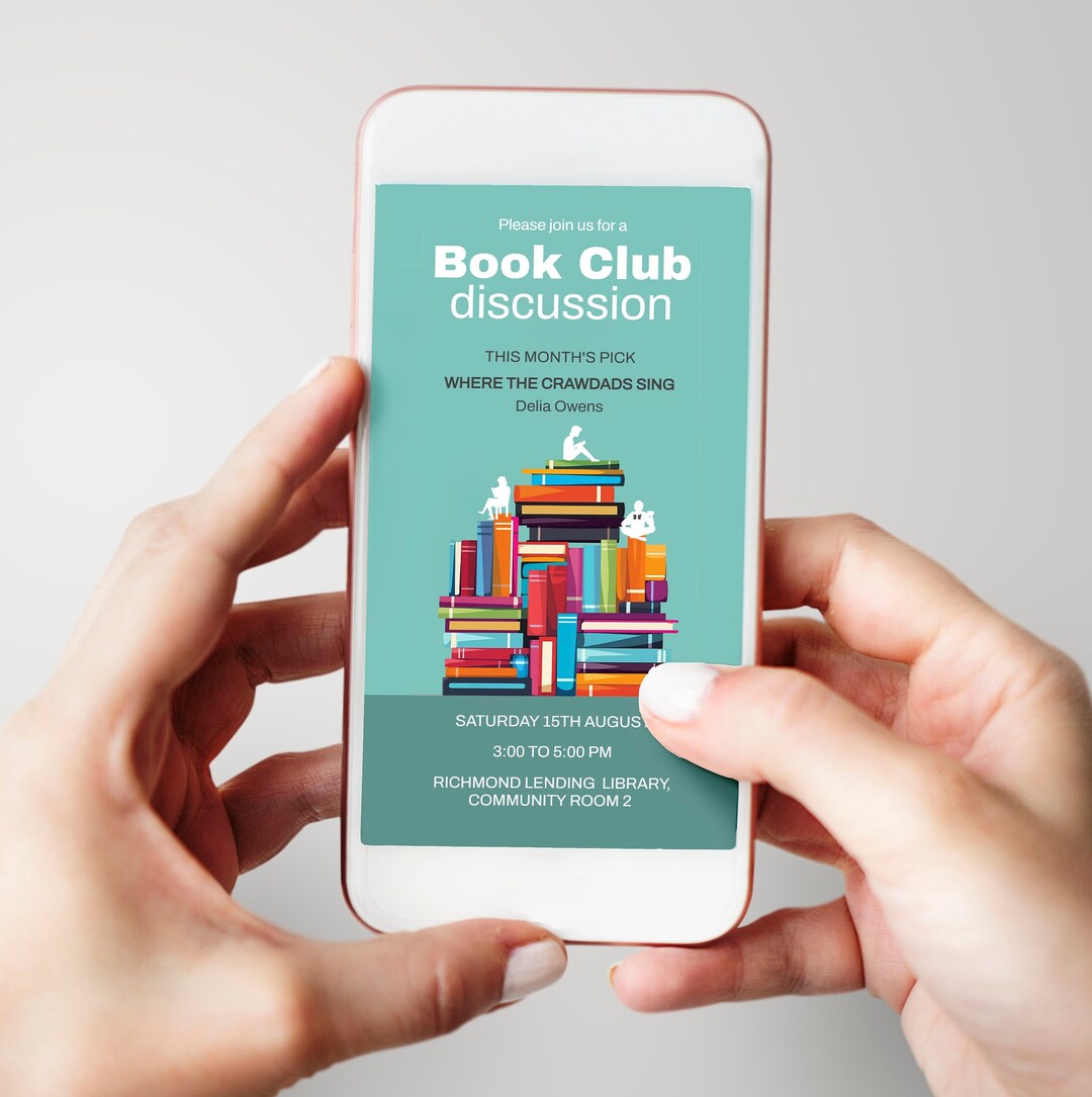 Editable BOOK CLUB Invitation Template, Editable Electronic Invite for ...