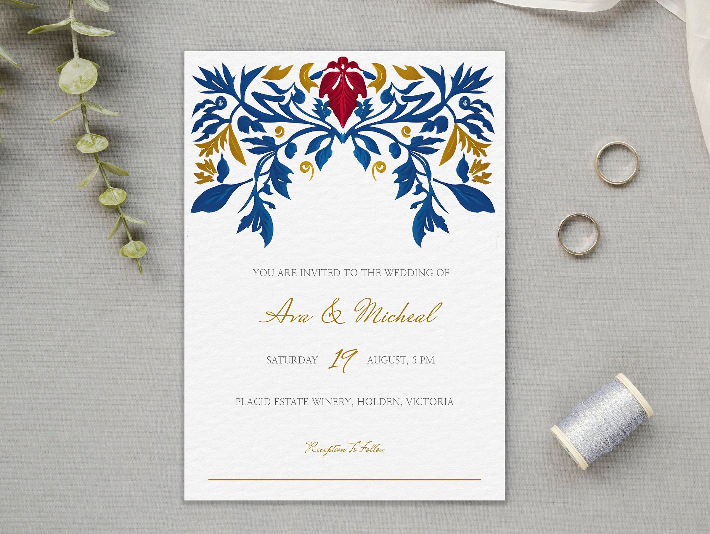 Regal Wedding Invitation Set, Template Download, Printable Wedding ...