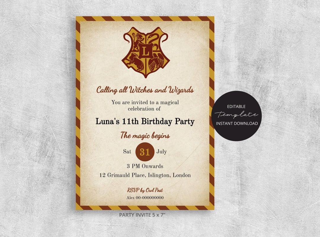 Wizard Magical Party Invitation, Wizardry Witchcraft School Party ...