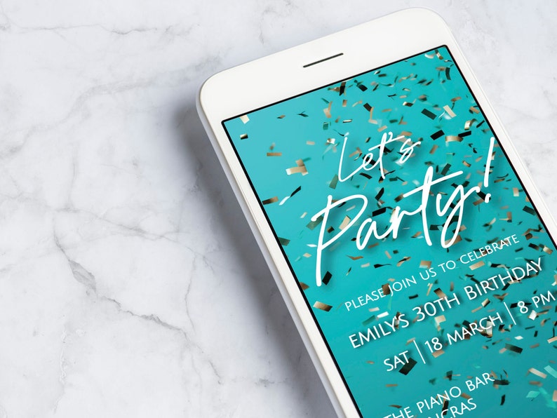 Gold Confetti Party Invitation Template, Editable Text Invite Template ...