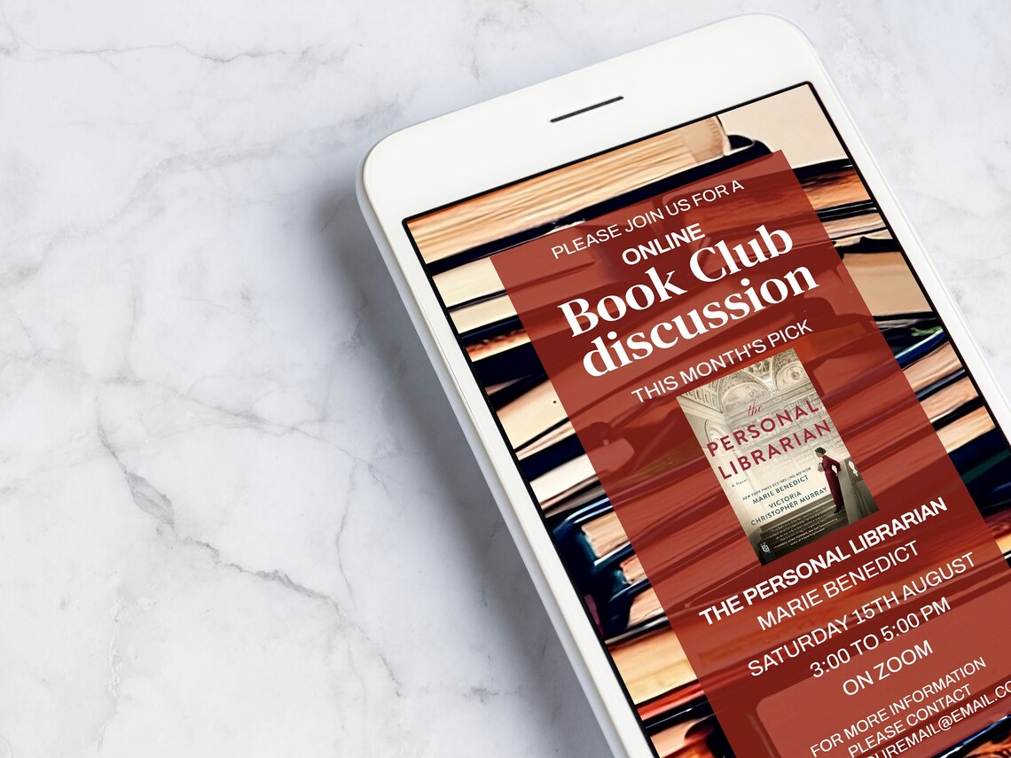 Editable BOOK CLUB Invitation Template, Editable Electronic Invite for ...