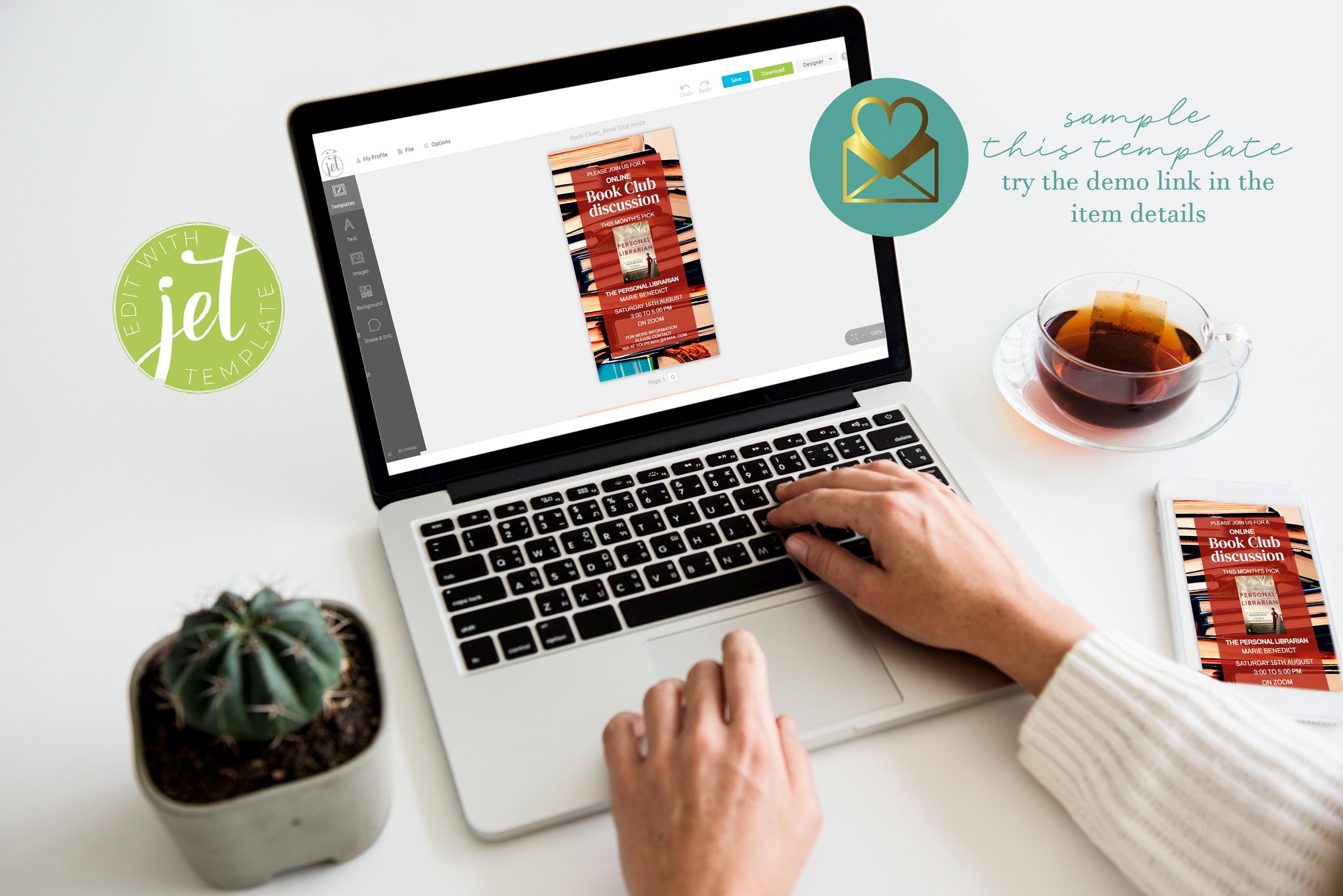 Editable BOOK CLUB Invitation Template, Editable Book Invite for Print ...