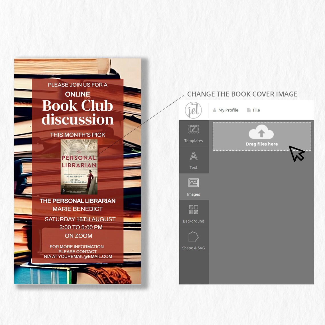 Editable BOOK CLUB Invitation Template, Editable Electronic Invite for ...