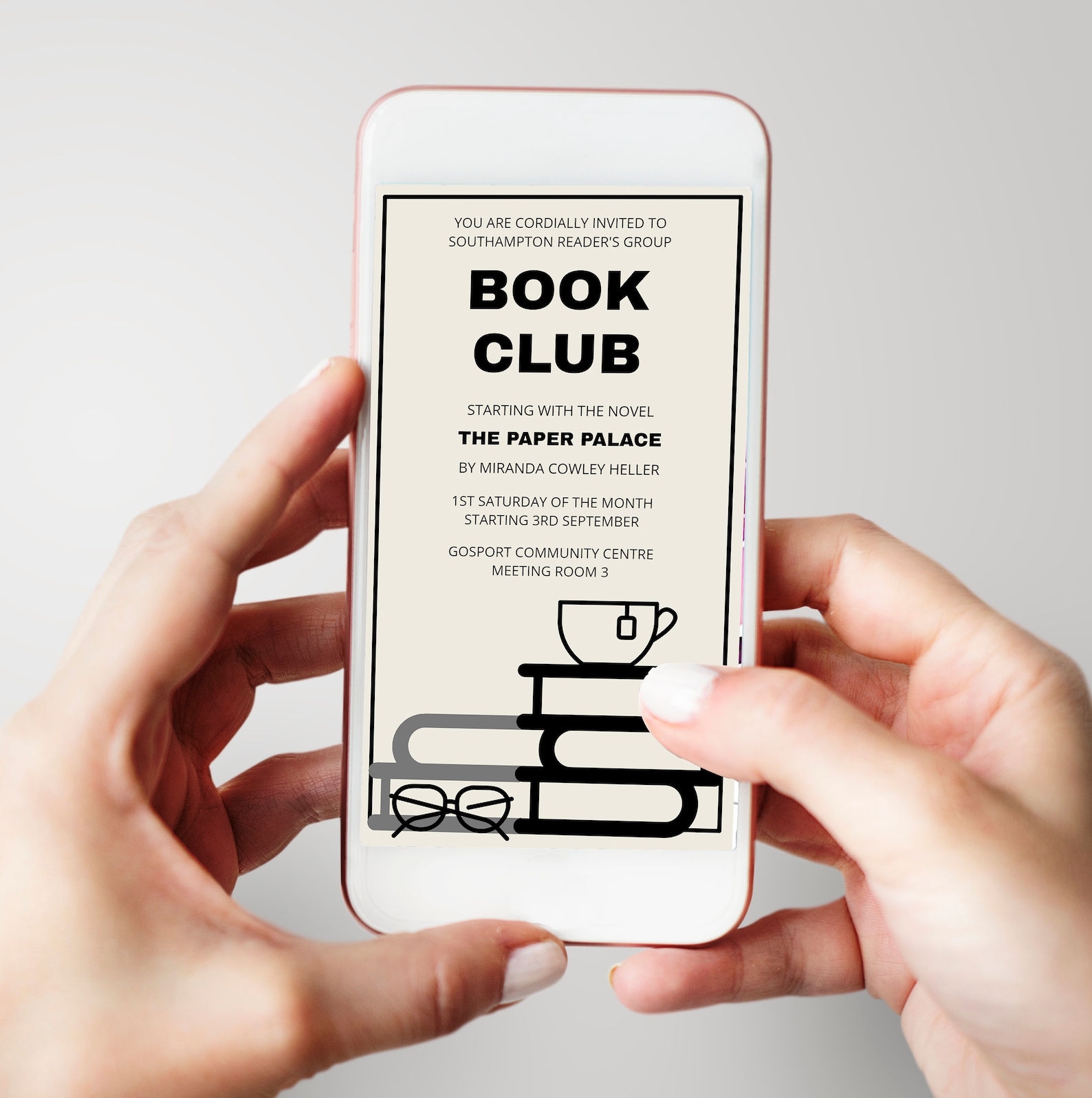 Editable BOOK CLUB Invitation Template, Minimalist, Editable Electronic ...