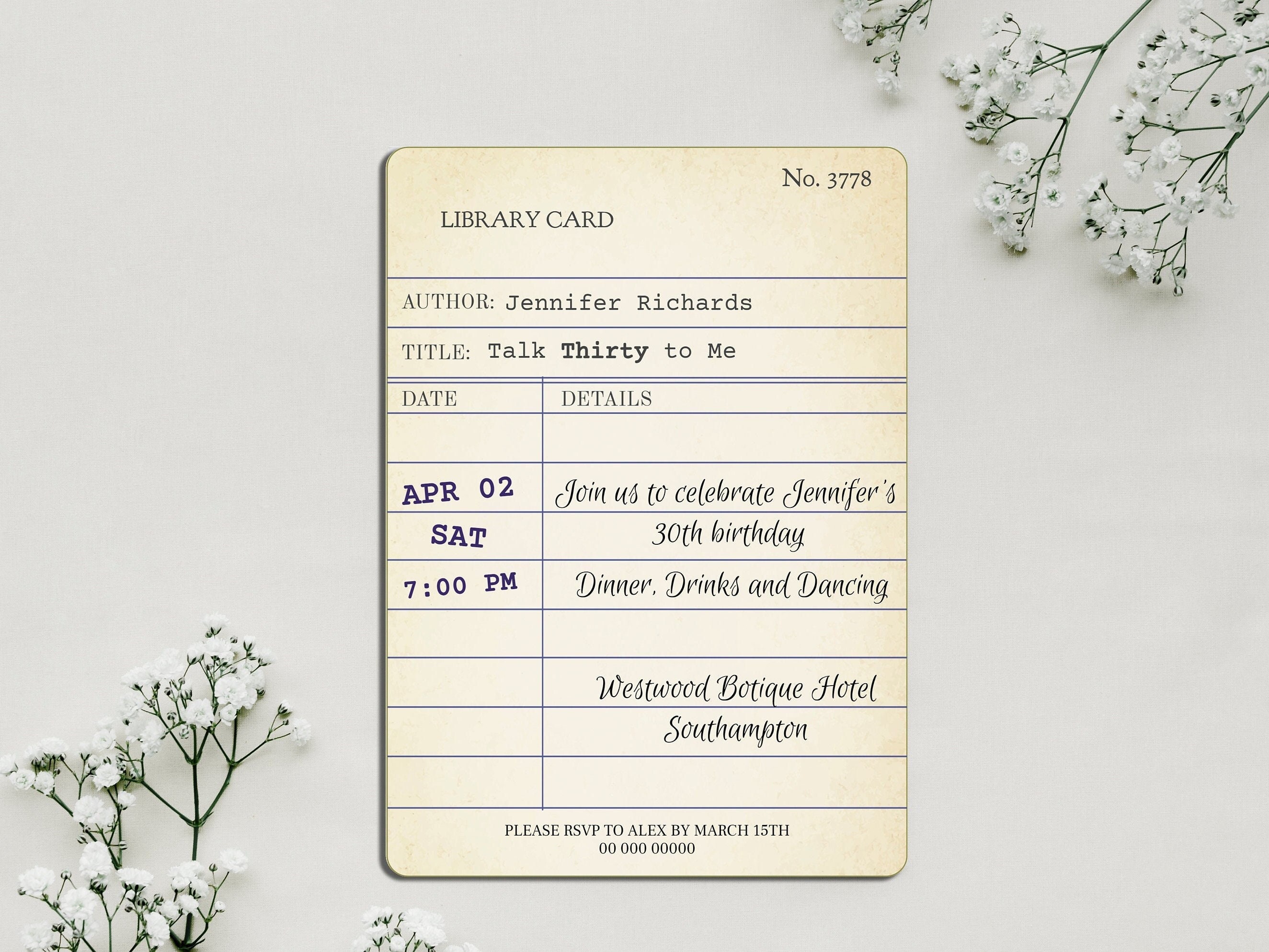 Library Card Birthday Invitation Template