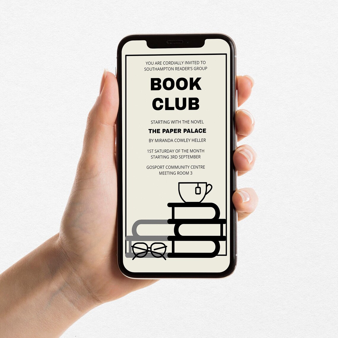 Editable Book Club Invitation Template, Minimalist Design (digital ...