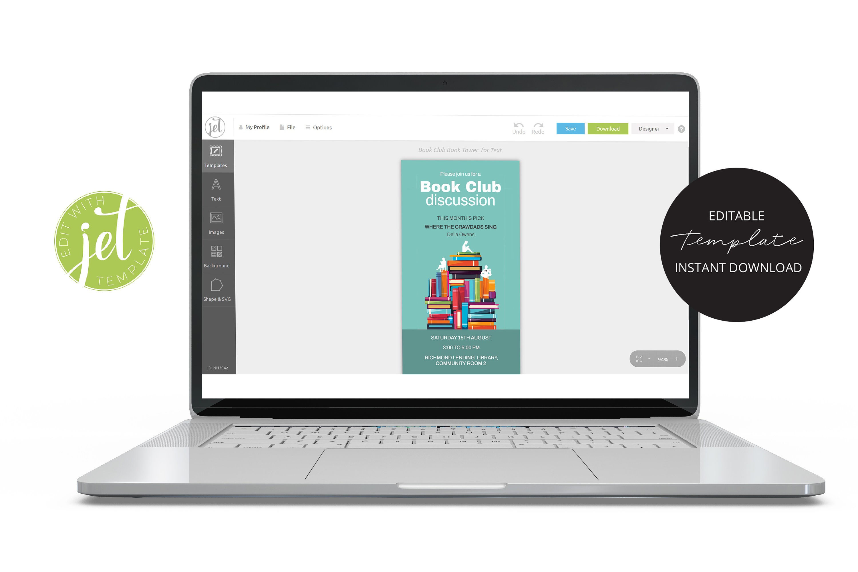 Editable BOOK CLUB Invitation Template, Editable Electronic Invite for ...