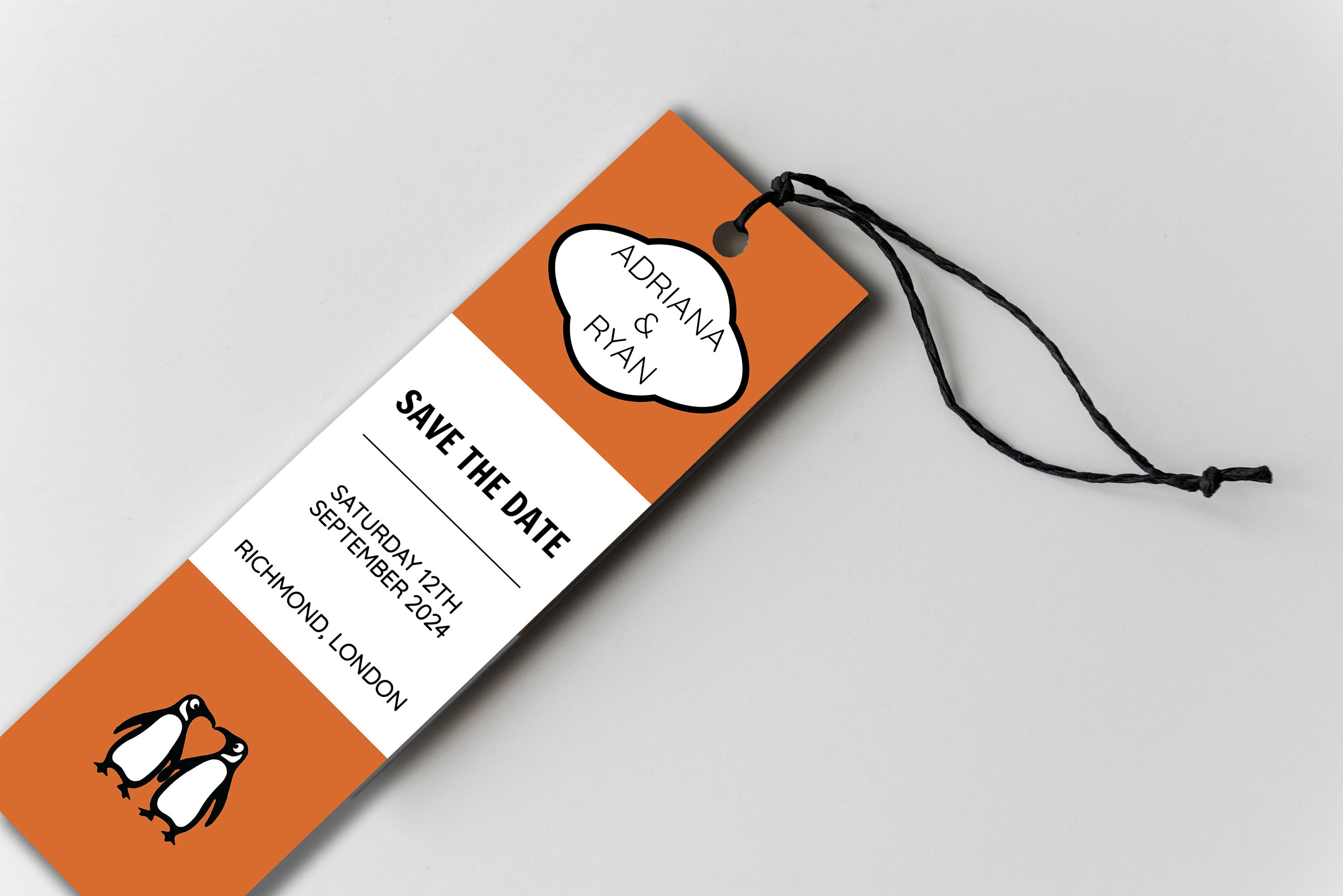 Save the Date Bookmark Template, Penguin Book Book Mark Invitation ...