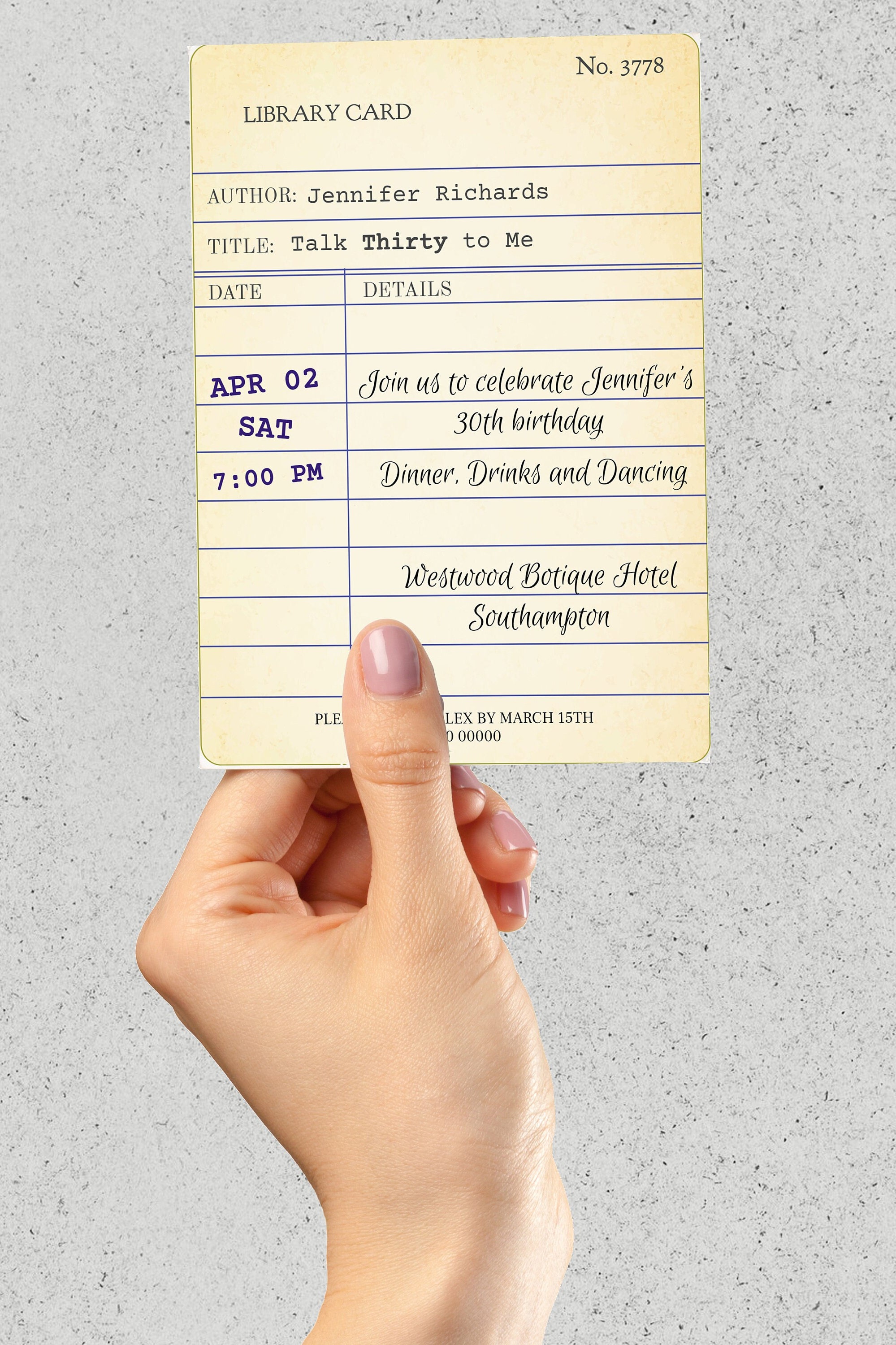 Book Library Card Party Invitation Template, Unique Invitation ...