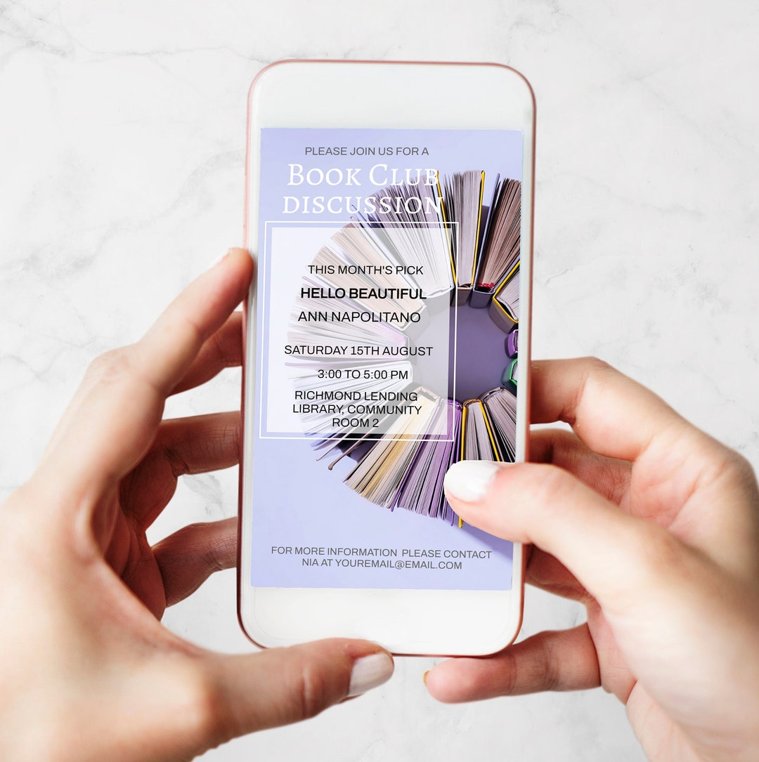 Editable BOOK CLUB Invitation Template, Editable Electronic Invite for ...