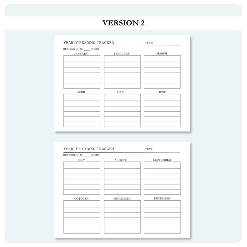 Yearly Reading Habit Tracker Printable, Reading Book Log Template ...