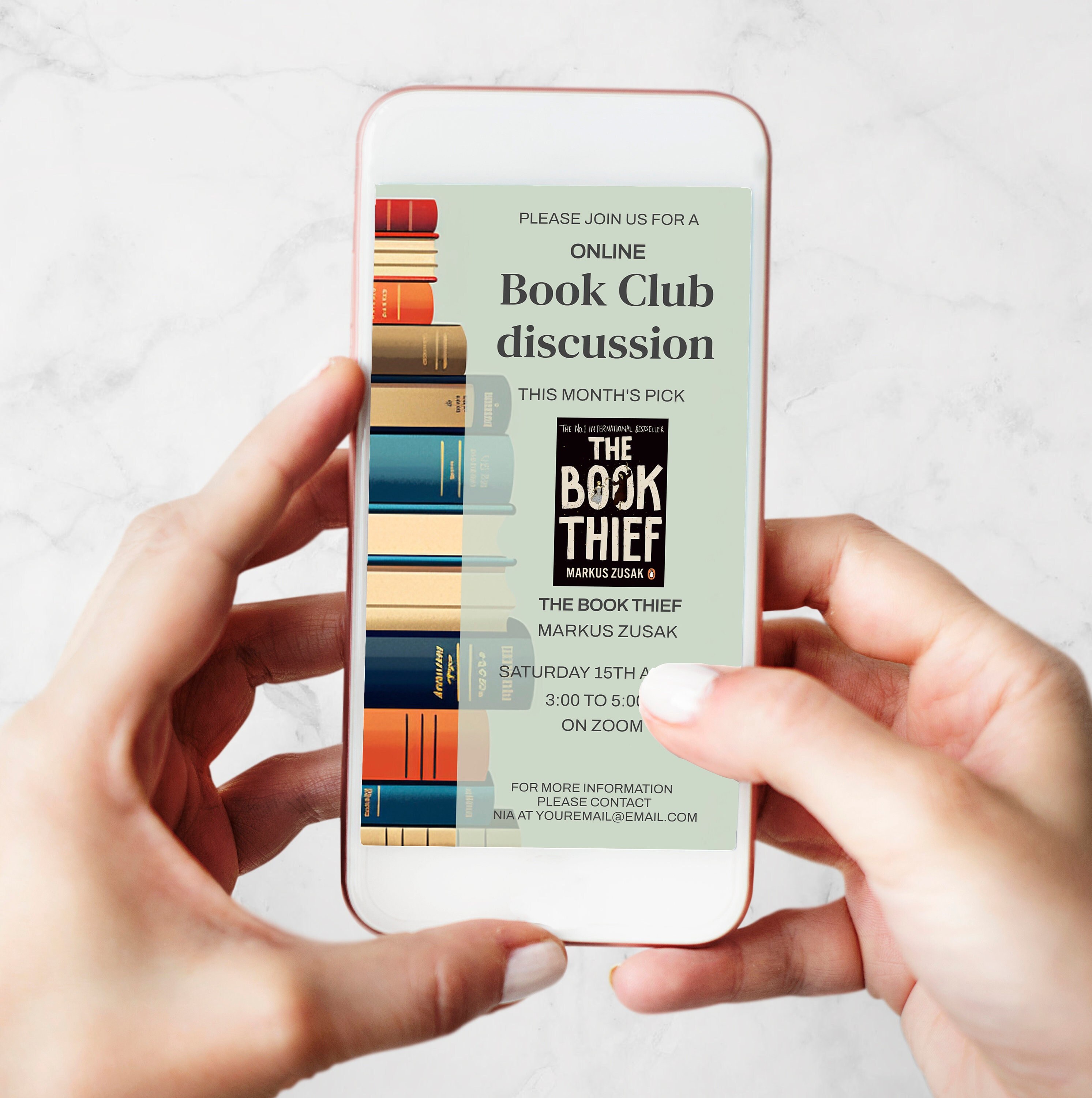 Editable BOOK CLUB Invitation Template, Editable Electronic Invite for ...