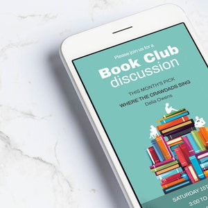 Editable BOOK CLUB Invitation Template, Editable Electronic Invite for ...