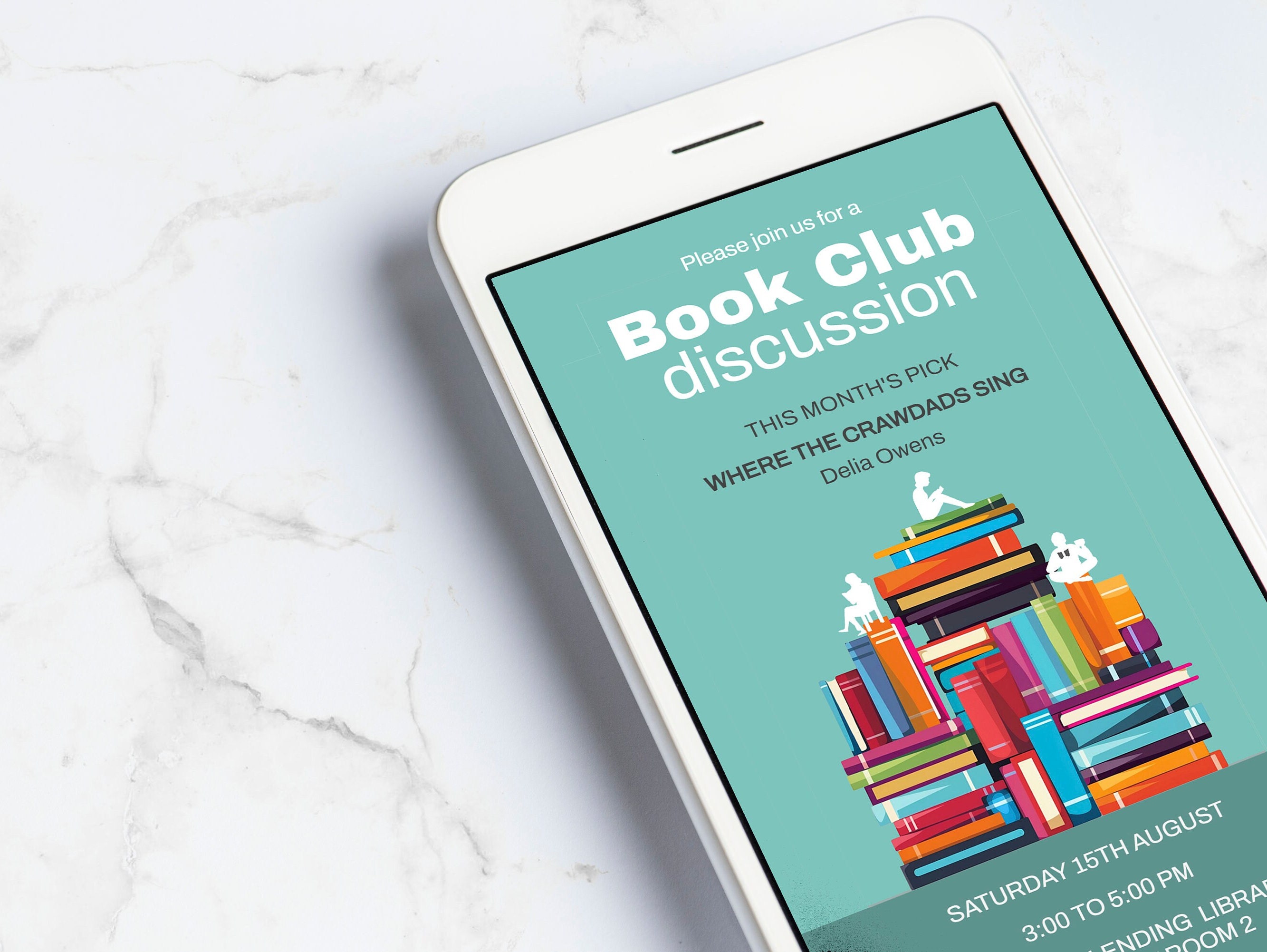 Editable BOOK CLUB Invitation Template, Editable Electronic Invite for ...