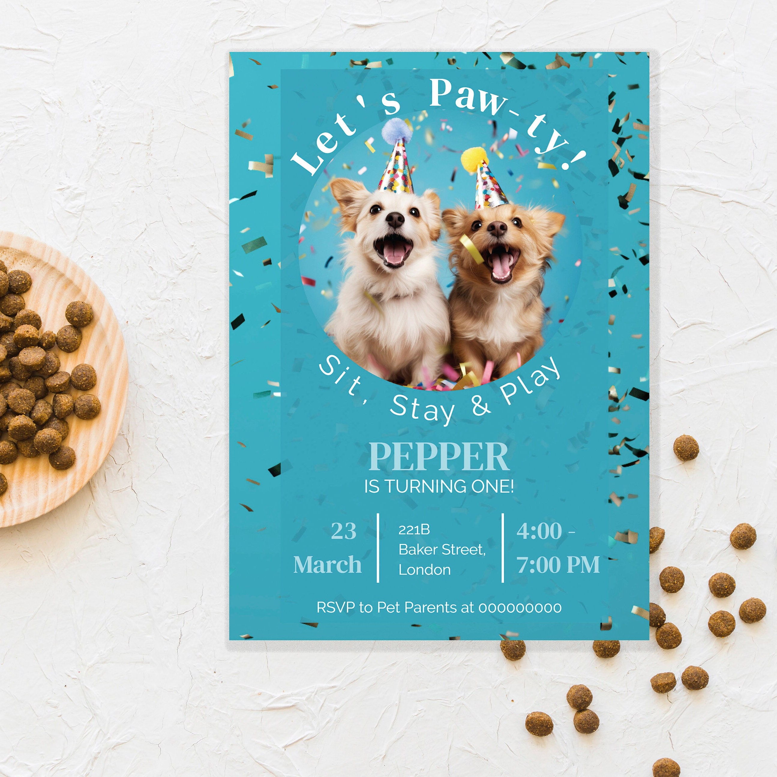 Editable Dog Birthday Party Invitation, Pet Birthday Invite, Let's ...